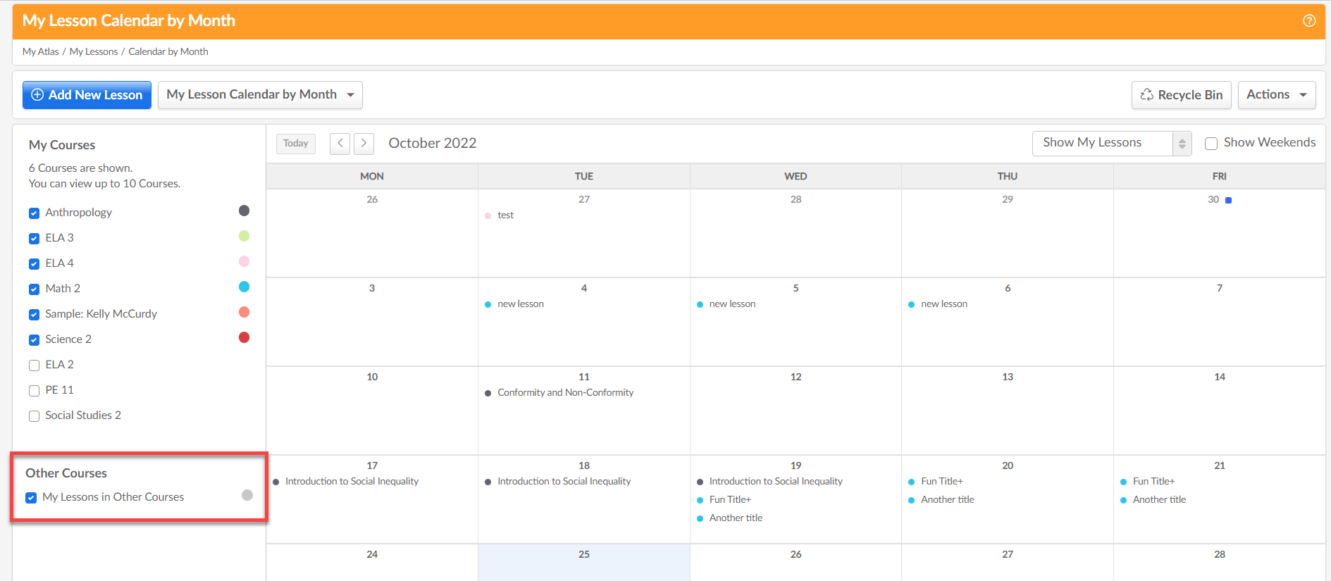 My Lessons – Atlas Help Centre