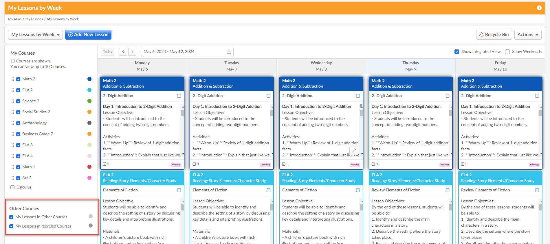My Lessons – Atlas Help Centre