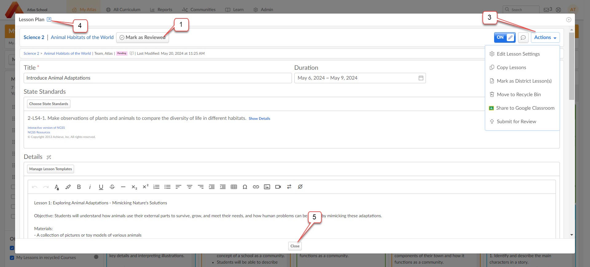 My Lessons – Atlas Help Centre