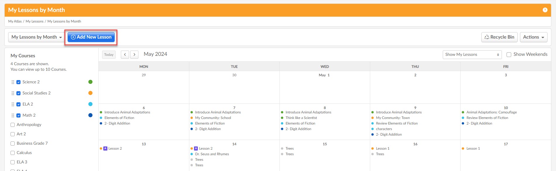 My Lessons – Atlas Help Centre